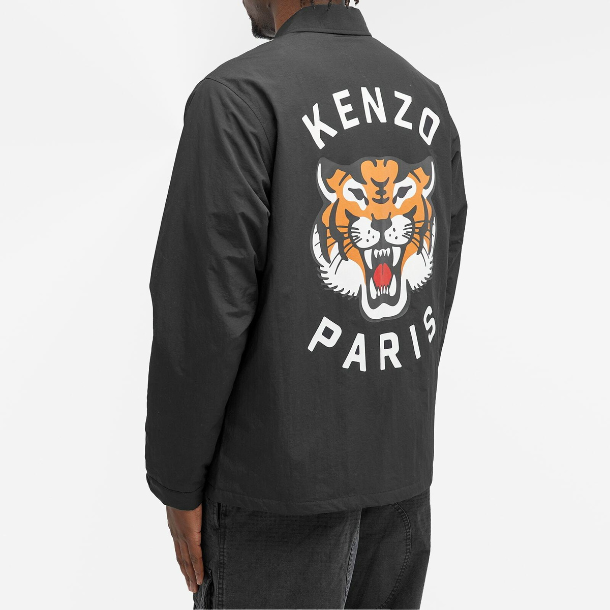 Kenzo Men's Lucky Tiger Padded Coach Jacket in Black Kenzo