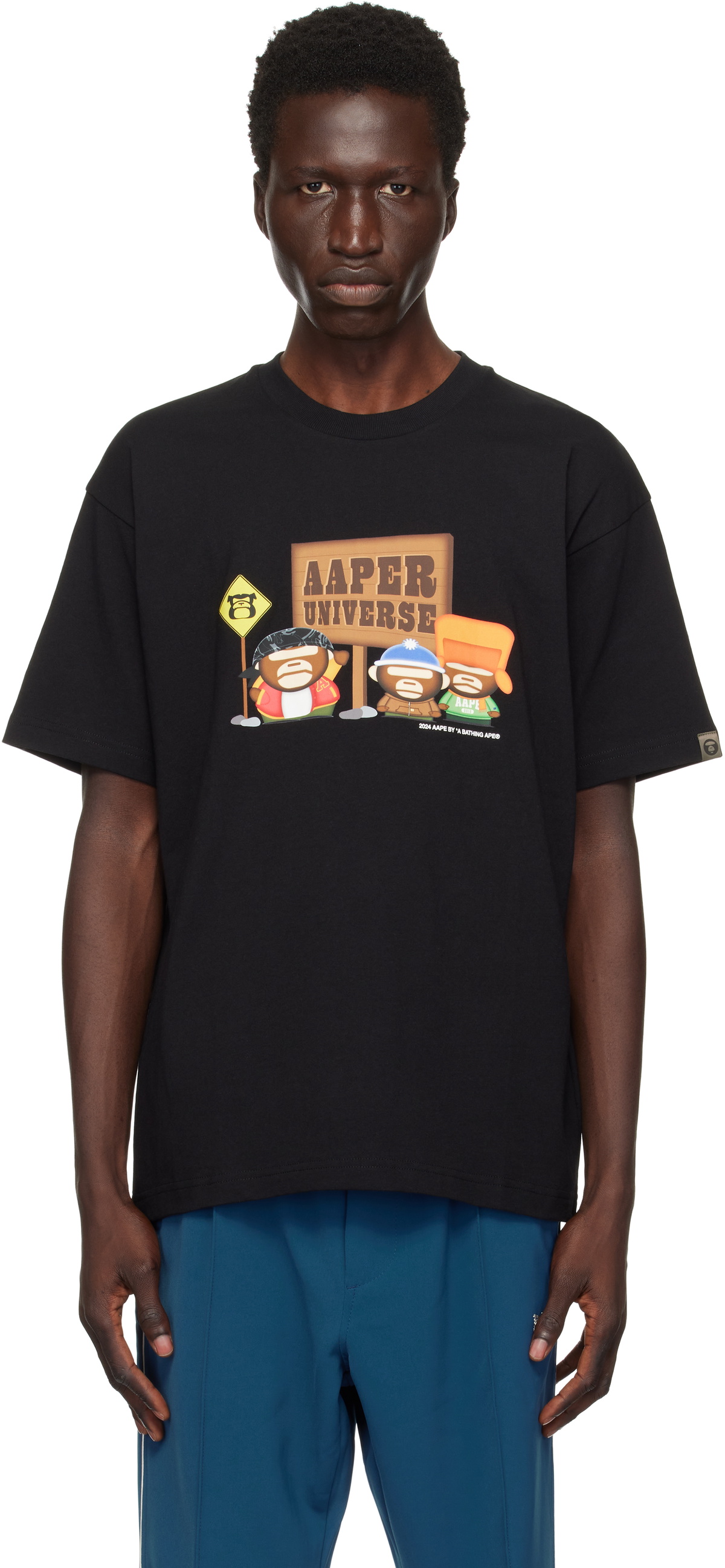 AAPE by A Bathing Ape Black 'AAPER Universe' T-shirt AAPE by A Bathing Ape
