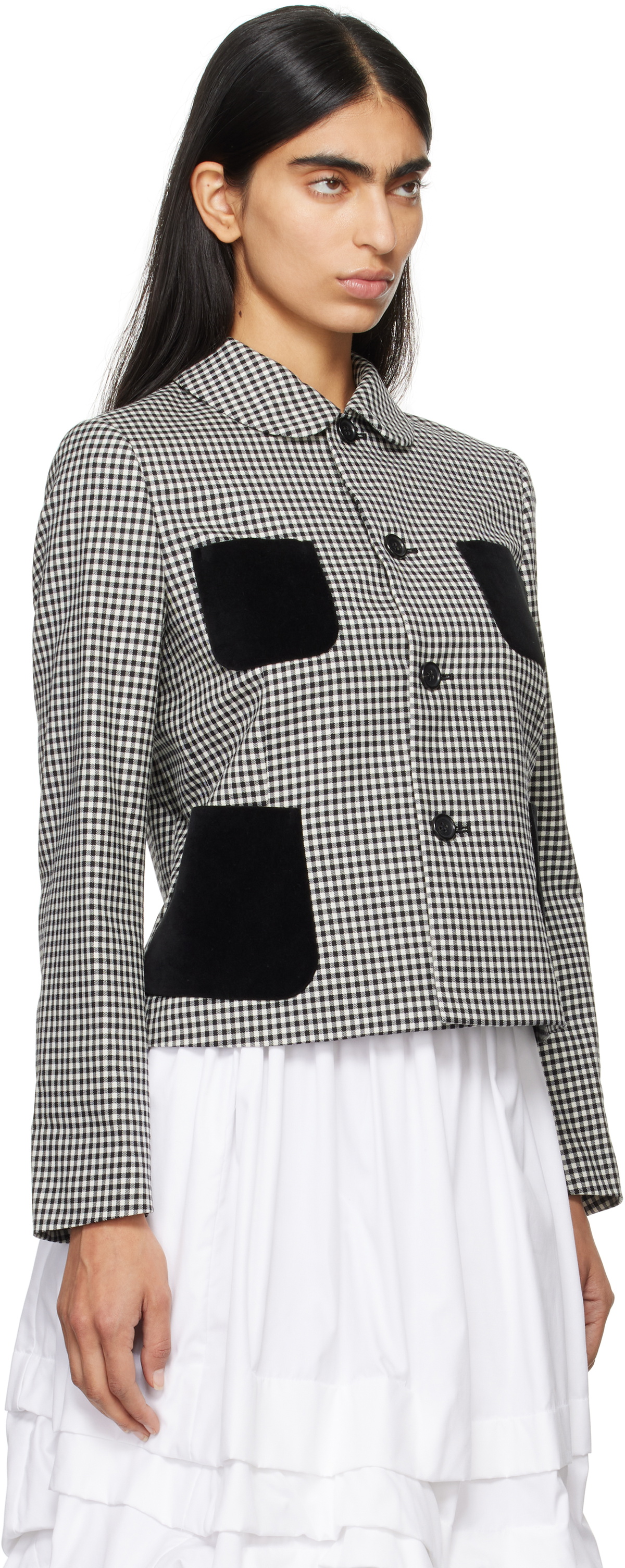 Comme des Garçons Girl Black & White Wool Gingham Check Jacket Comme ...