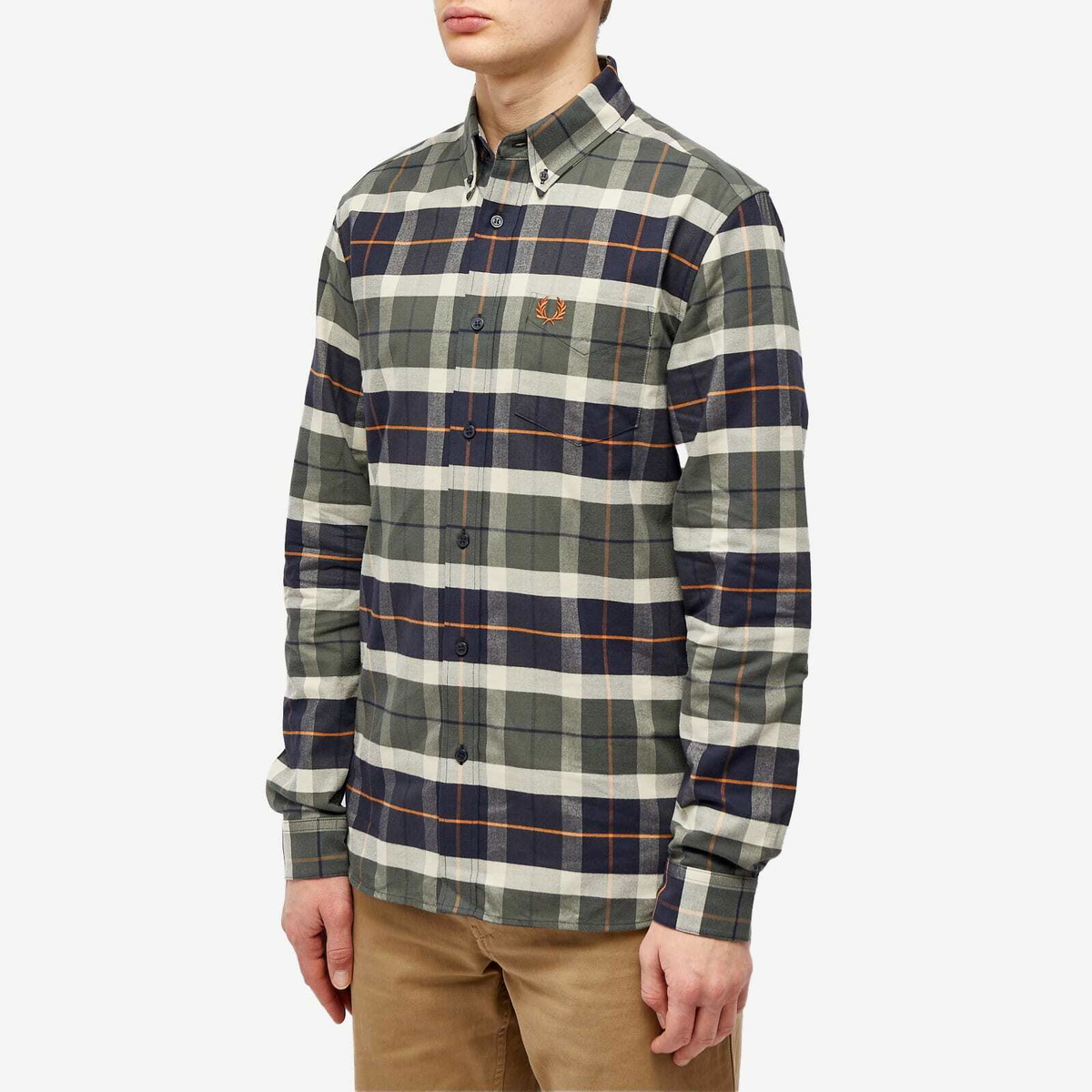 Fred Perry Men's Brushed Tartan Shirt in Field Green Fred Perry