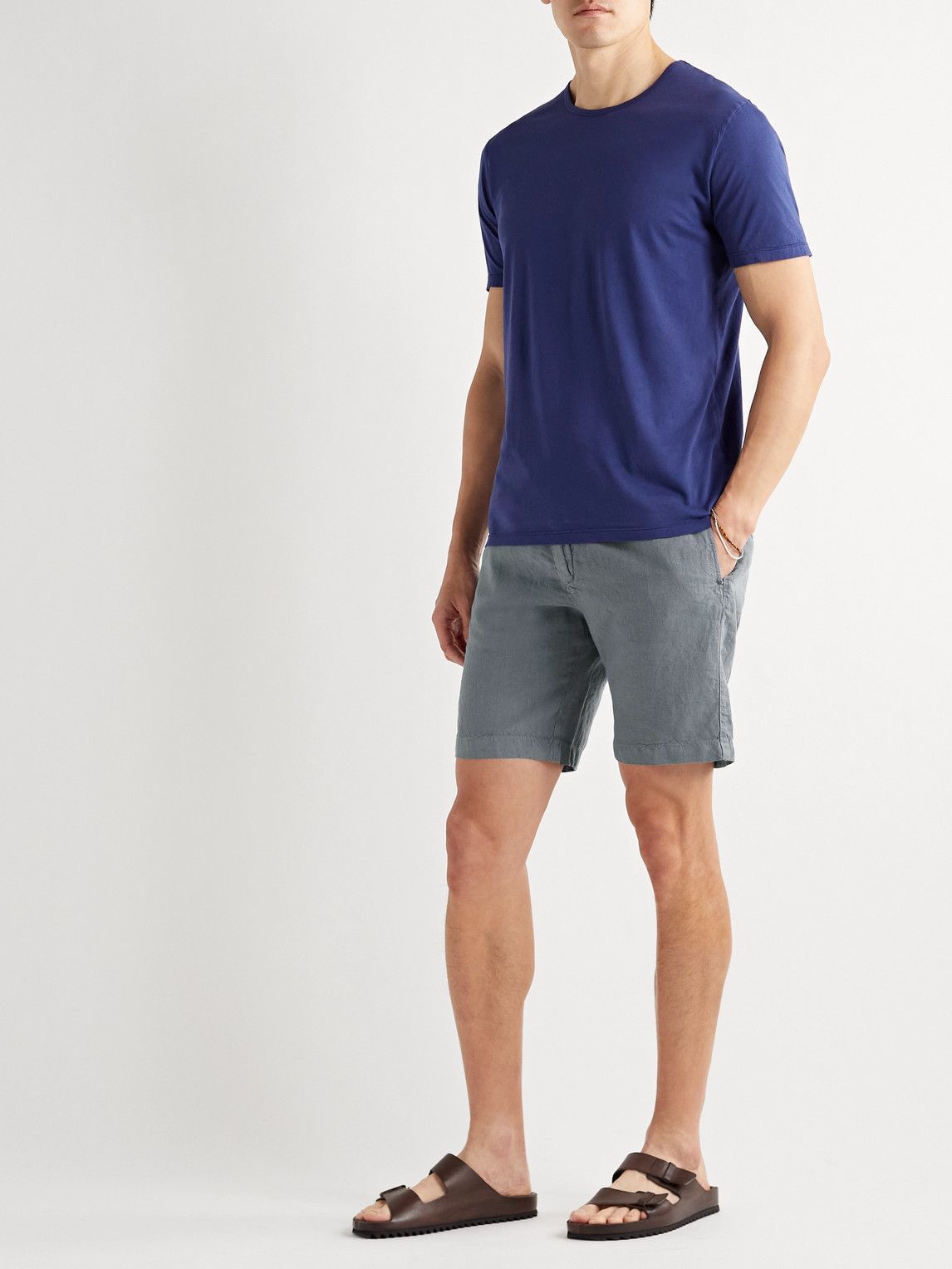 Hartford - Tank Linen Drawstring Shorts - Gray Hartford