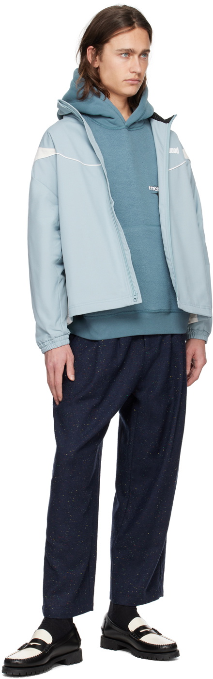 Metalwood Studio Blue & White Paneled Track Jacket Metalwood