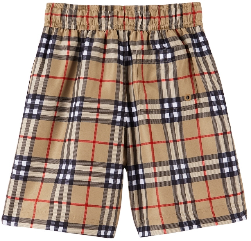 Burberry Kids Beige Check Swim Shorts Burberry