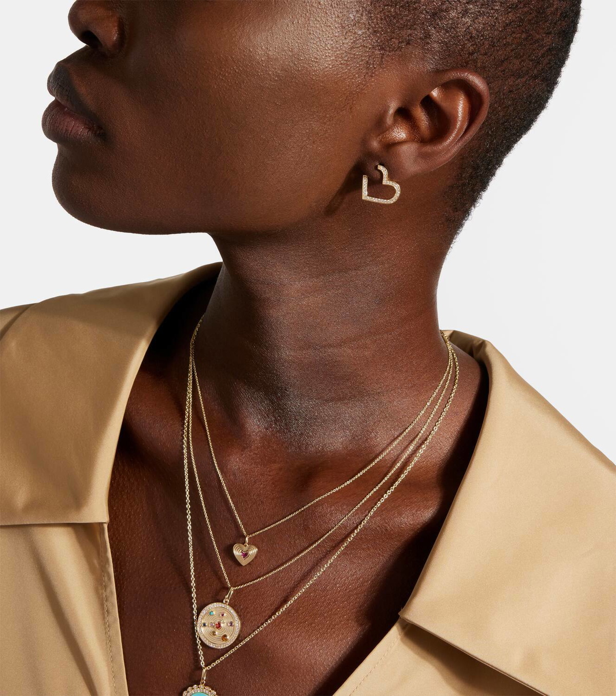 Sydney Evan Heart 14kt gold hoop earrings with diamonds Sydney Evan