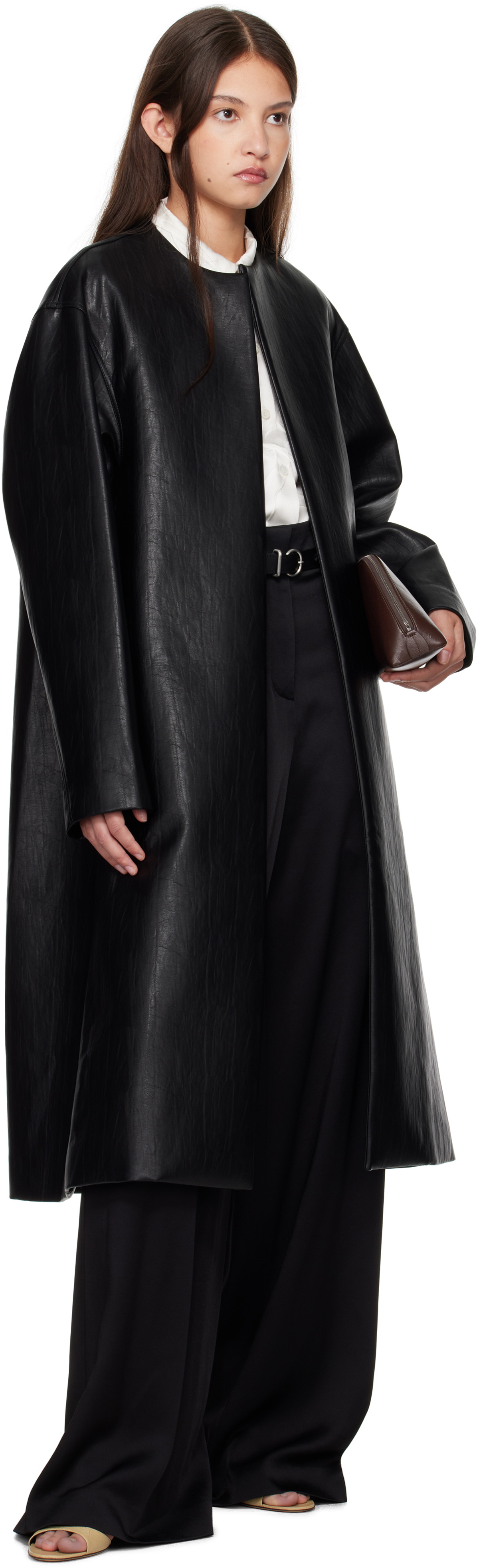 GIA STUDIOS Black Alexis Faux-Leather Coat GIA STUDIOS
