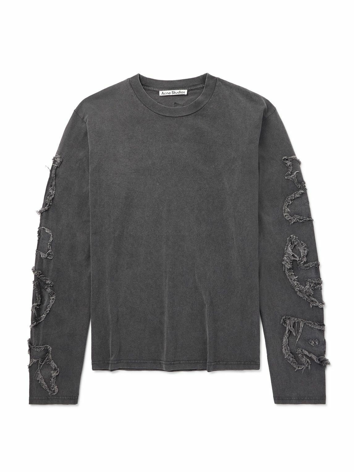Acne Studios - Distressed Garment-Dyed Organic Cotton-Jersey Sweatshirt ...