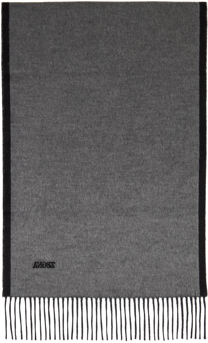ZEGNA Black & Gray Bicolored Scarf Zegna
