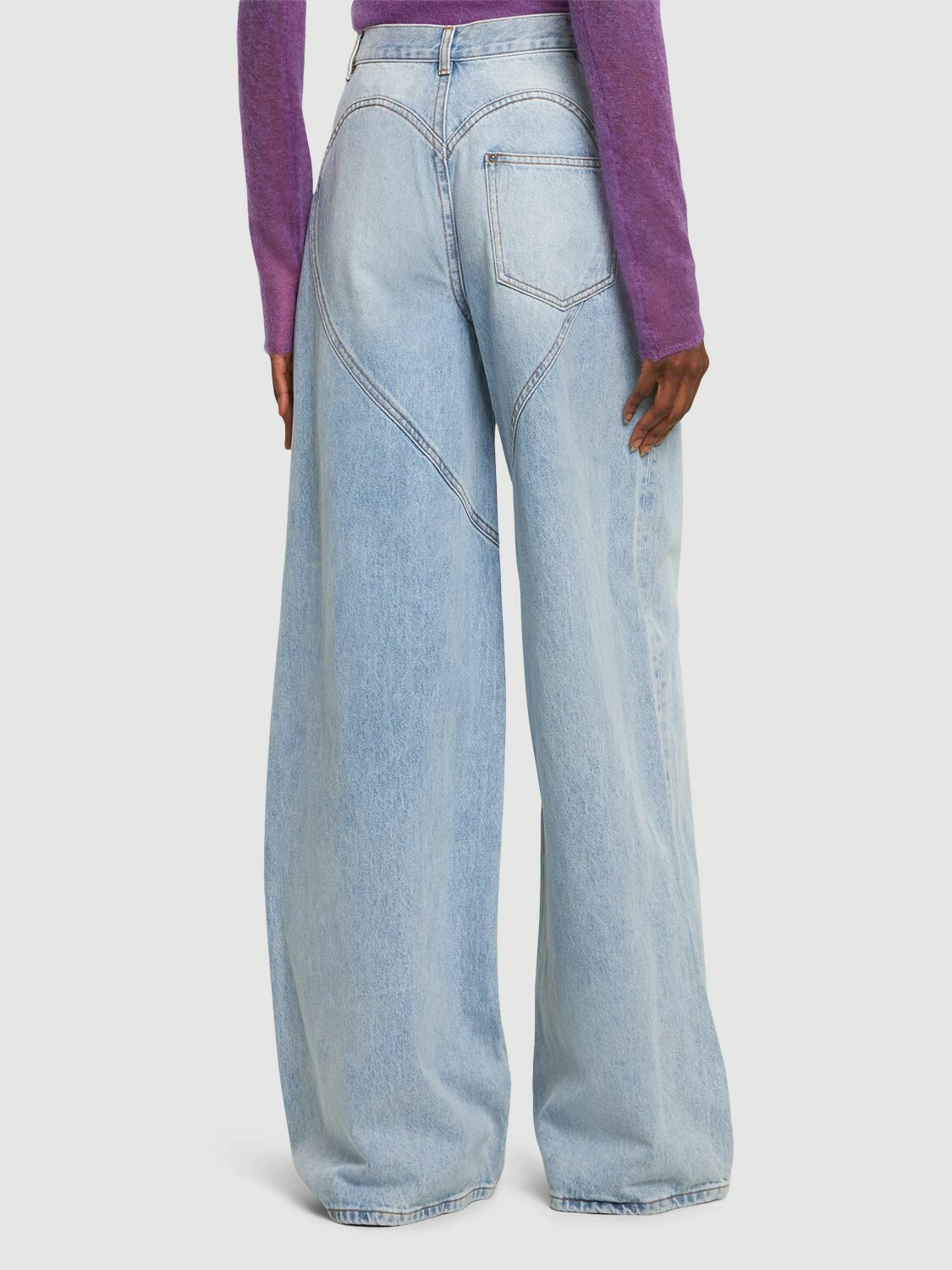 AREA - Wide Leg Embellished Denim Jeans AREA