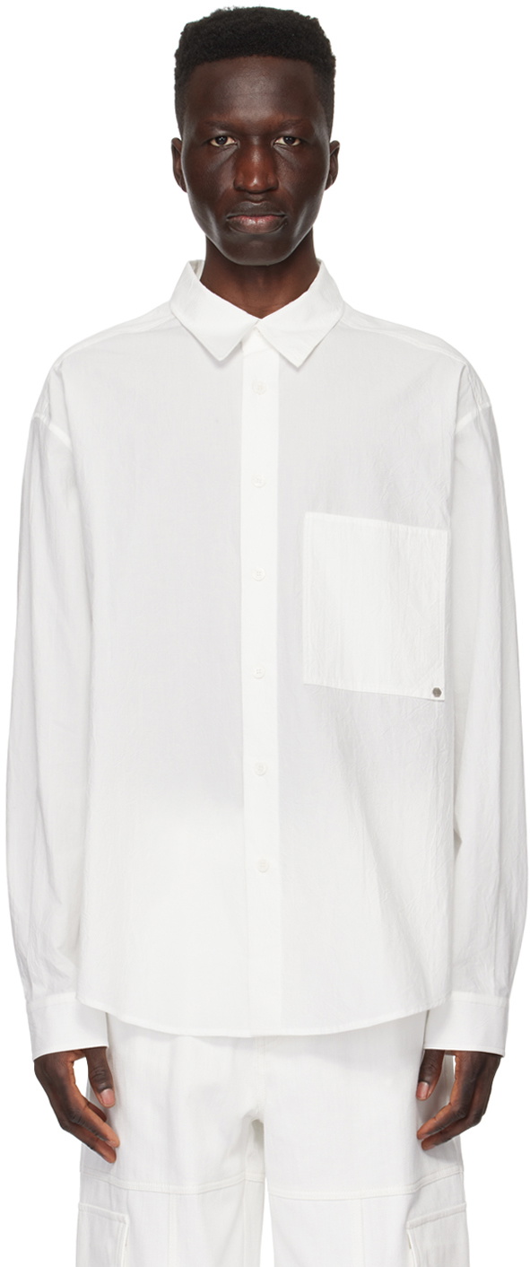 Solid Homme White Crinkle Shirt Solid Homme