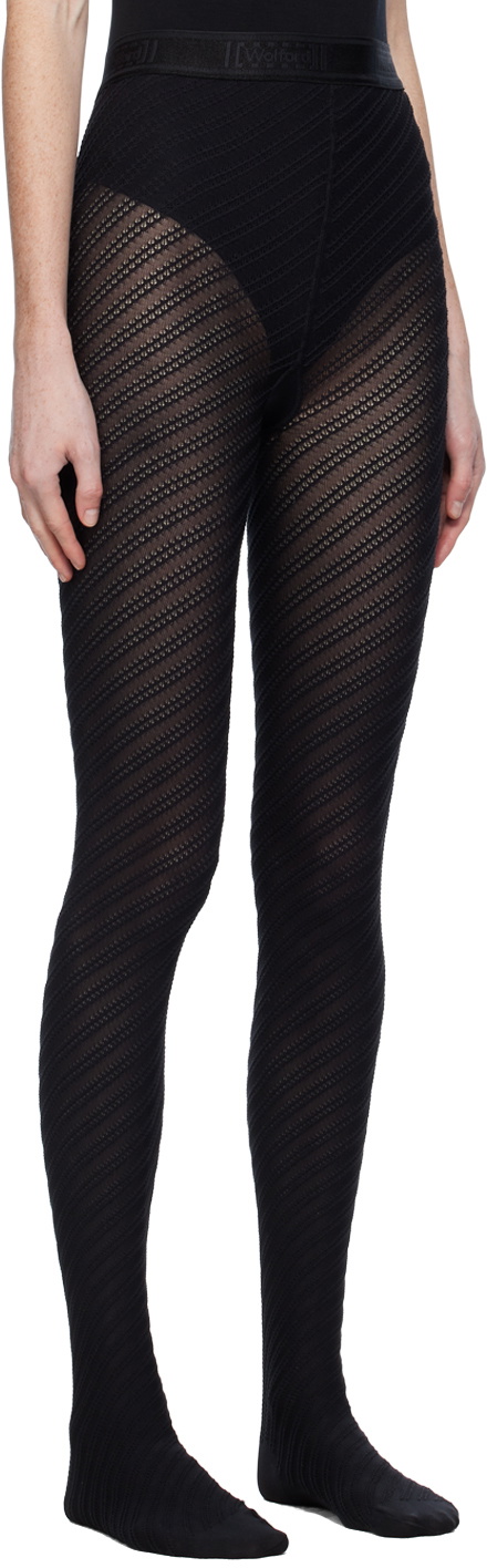 Wolford Black 3D Geometric Tights Wolford
