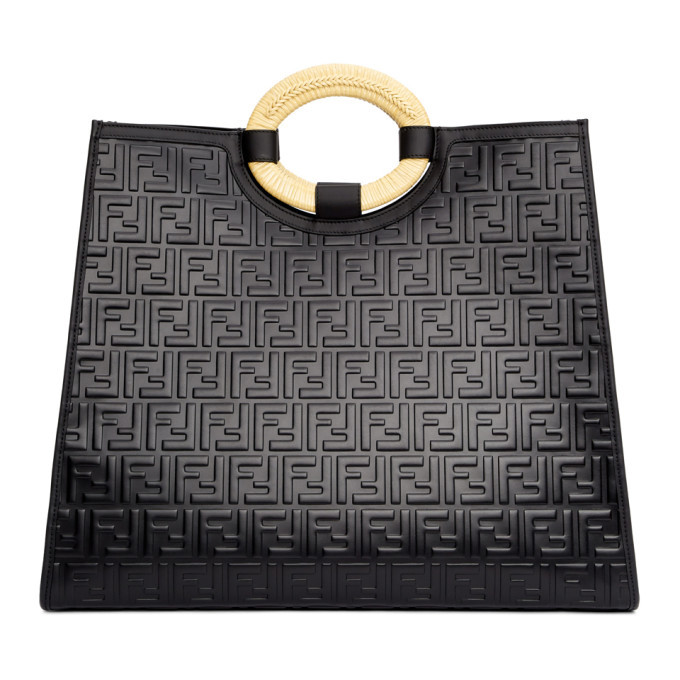 Fendi Black Large Forever Fendi Runaway Tote Fendi
