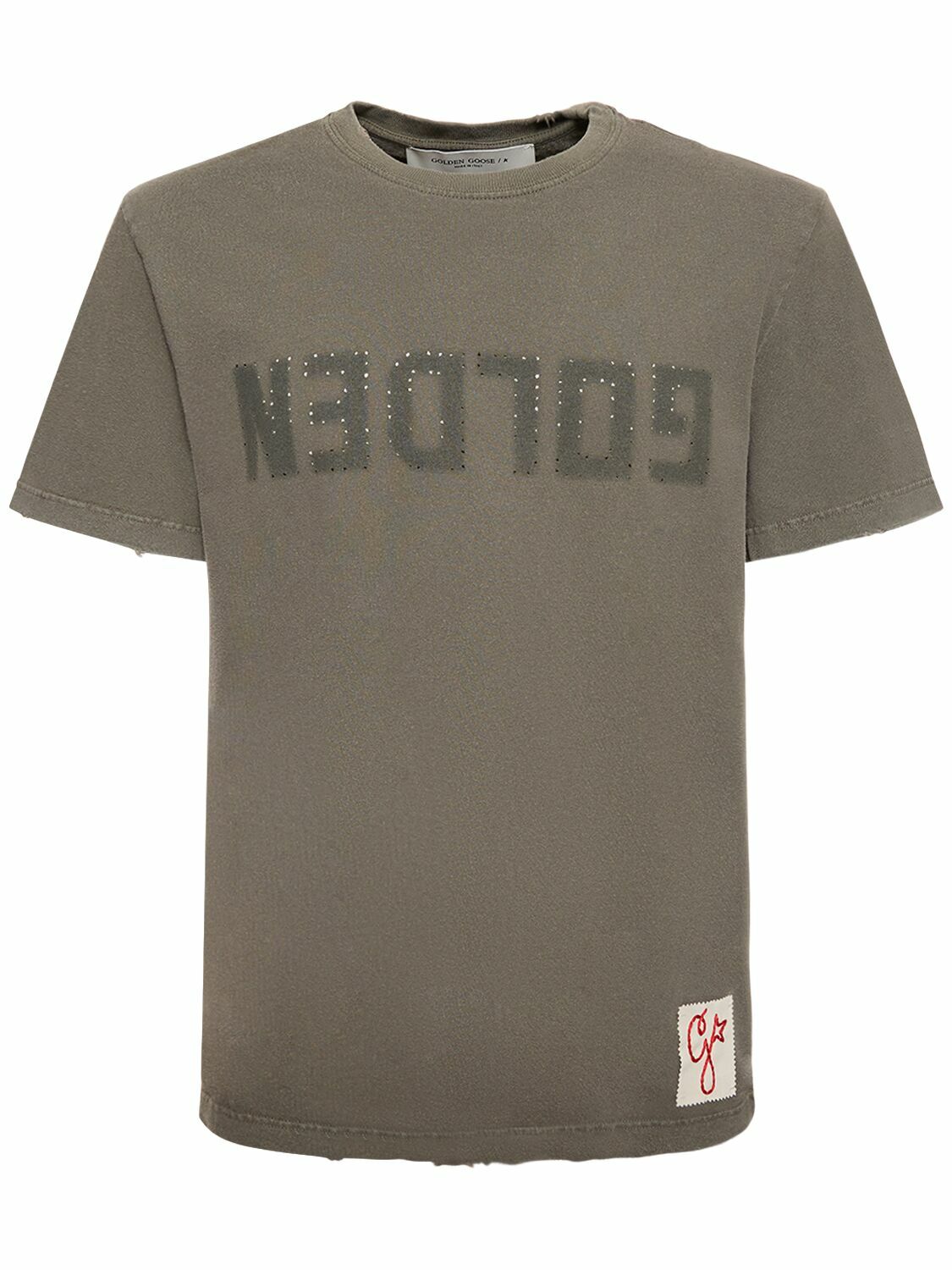 GOLDEN GOOSE - Logo Distressed Cotton Jersey T-shirt Golden Goose ...