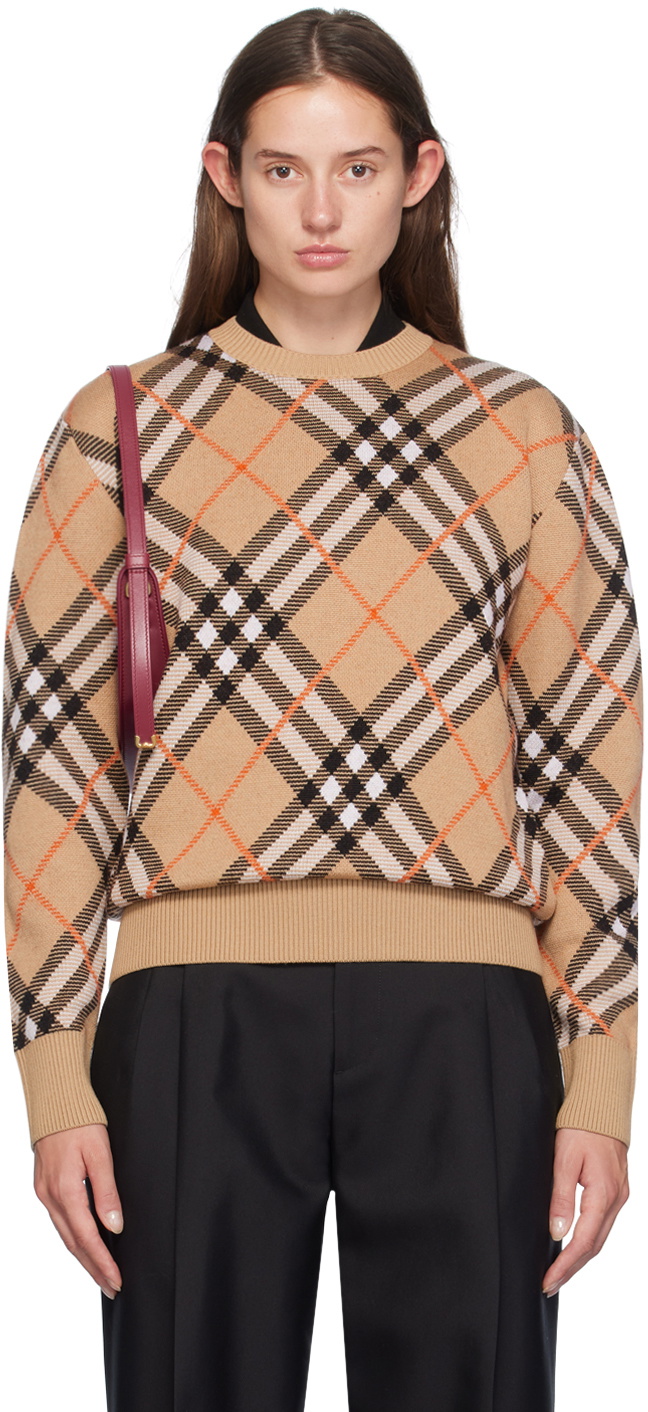 Burberry Beige Check Sweater Burberry