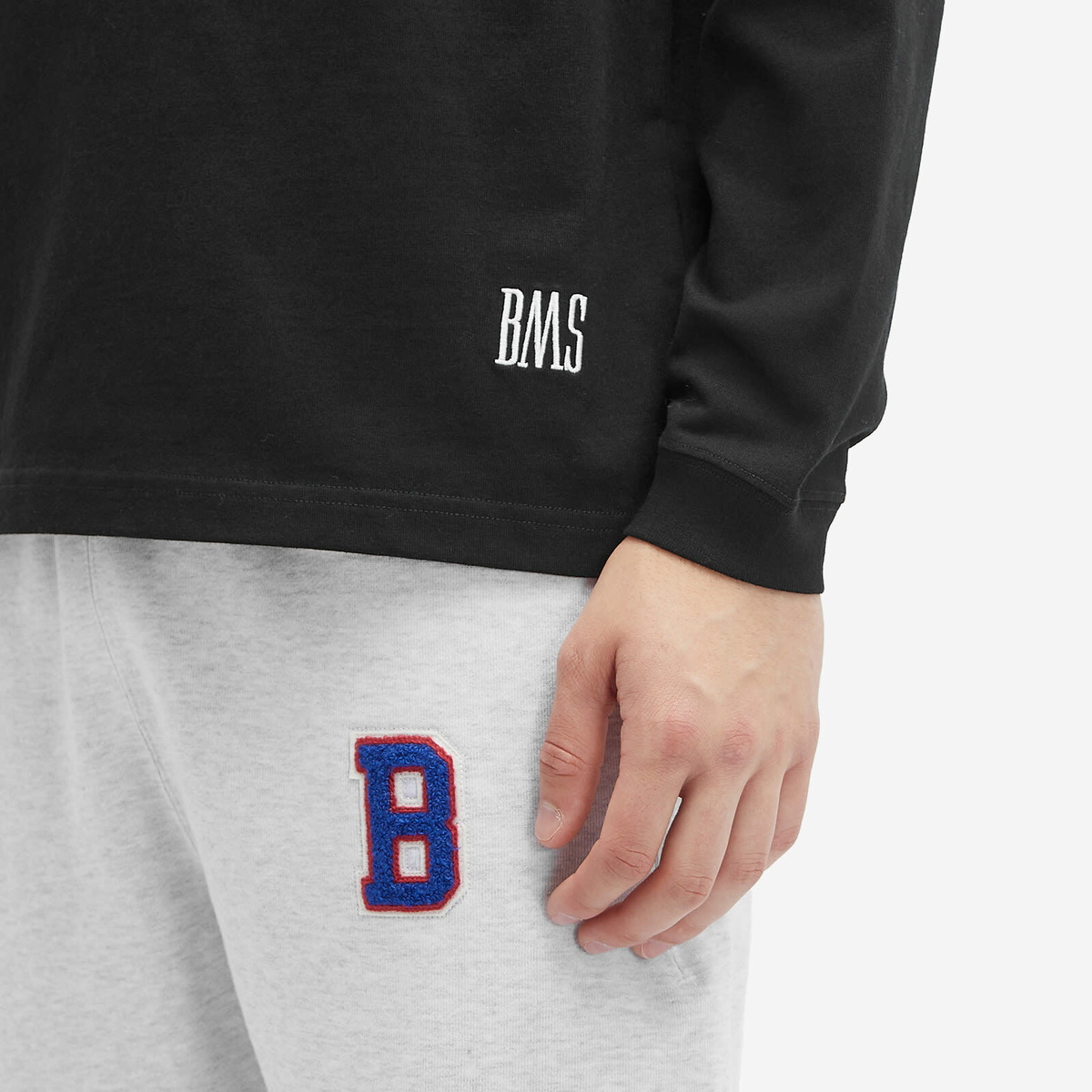 BEAMS Men's BMS Logo Long Sleeve T-Shirt in Black Beams Boy
