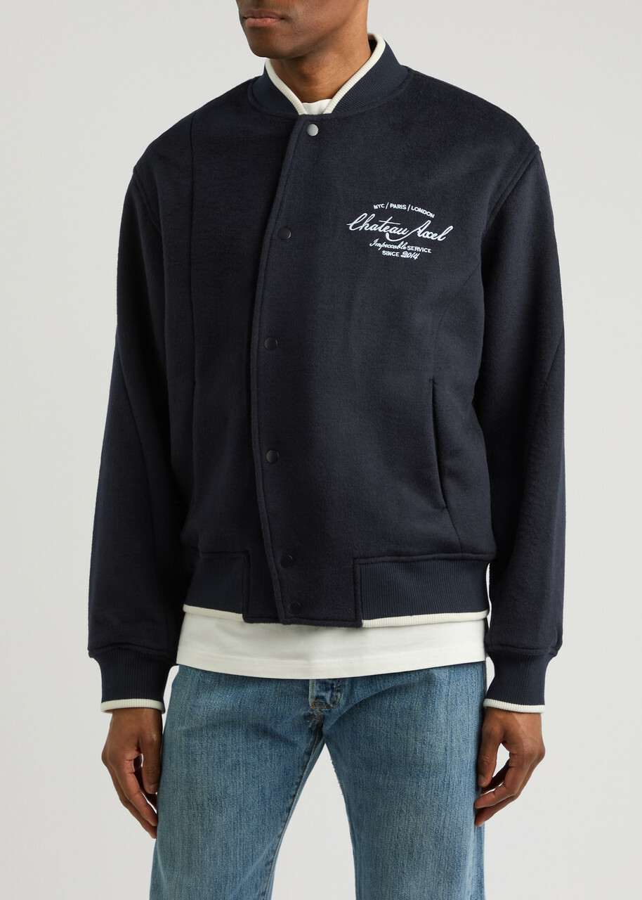 Axel Arigato Chateau Axel Embroidered Wool-blend Bomber Jacket Navy ...