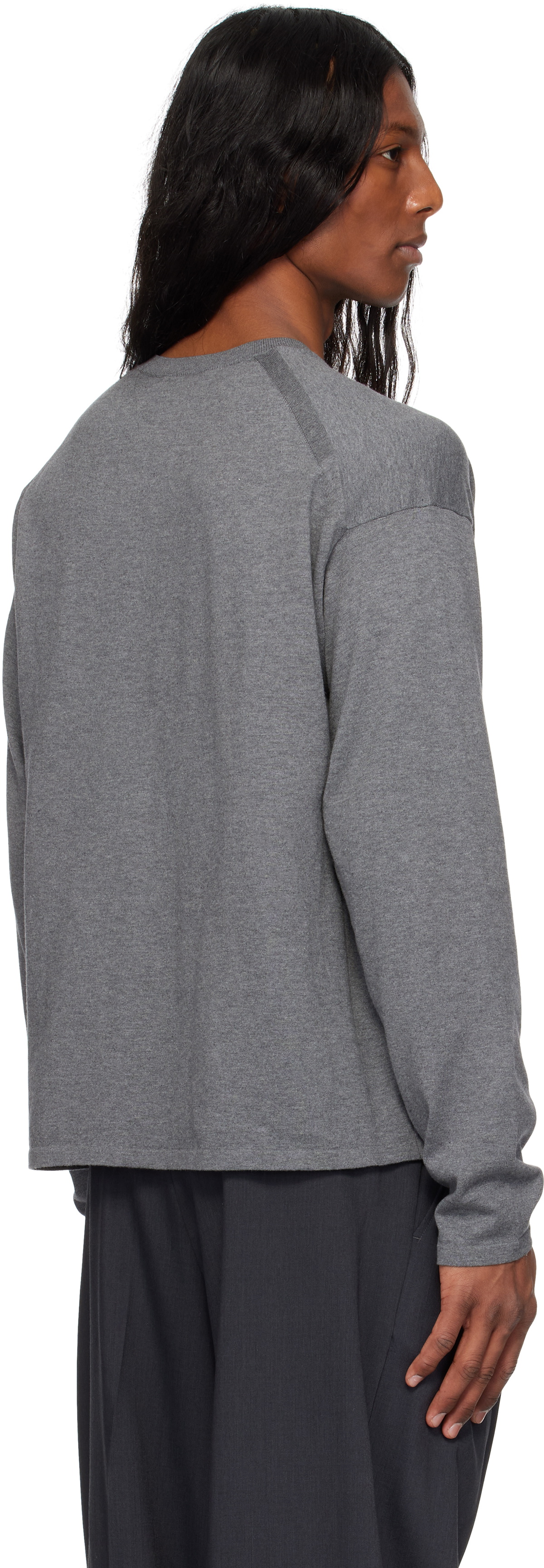 YLÈVE Gray Gas Singeing Cotton T-shirt YLÈVE