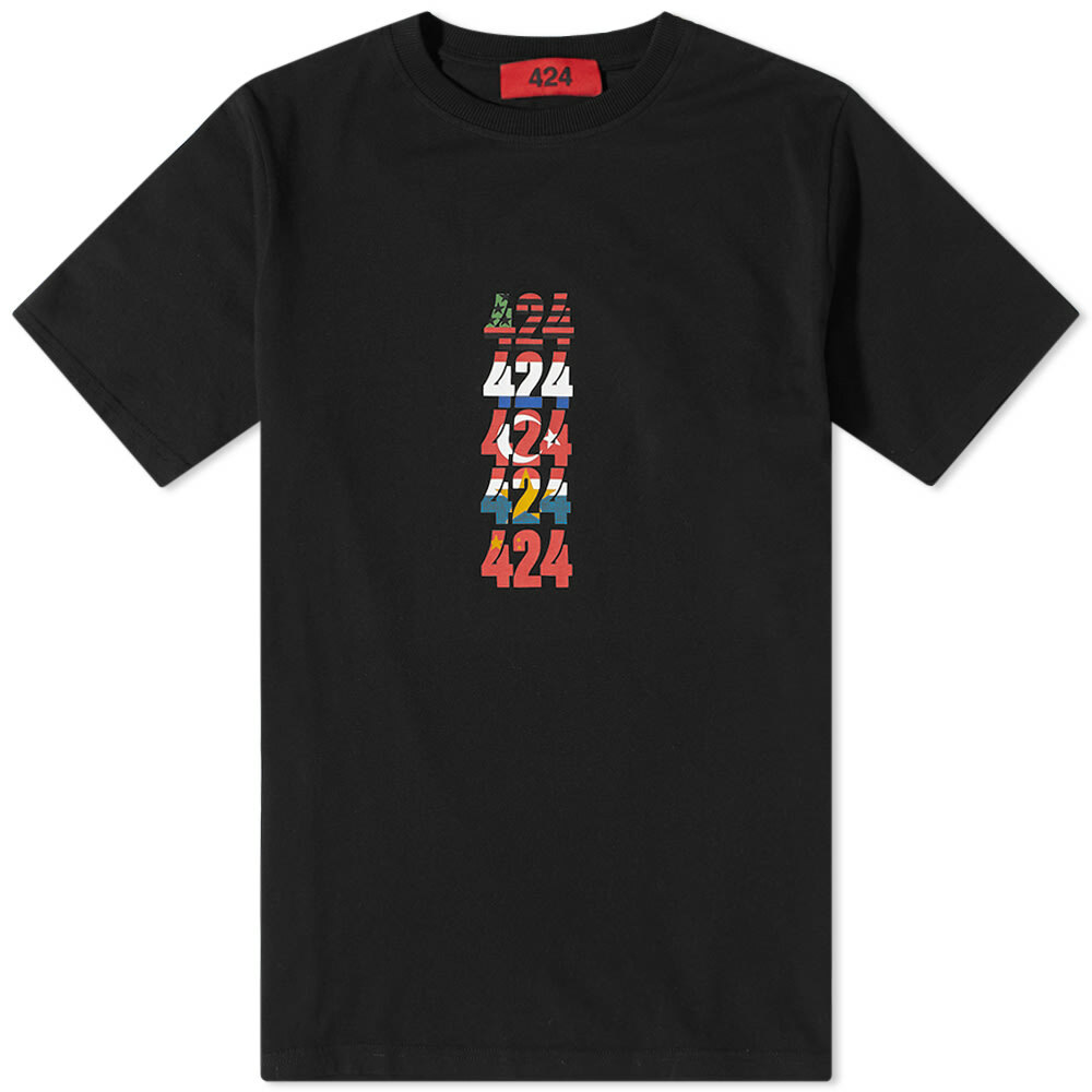 424 Men's Flag Logo T-Shirt in Black 424