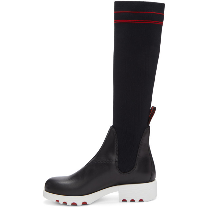 Miu Miu Black and Red Sock Boots Miu Miu