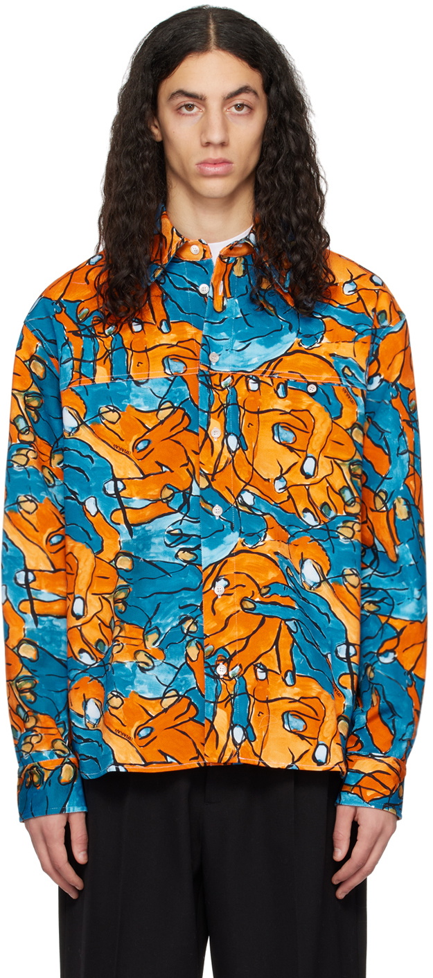 Marni Orange & Blue Pattern Shirt Marni