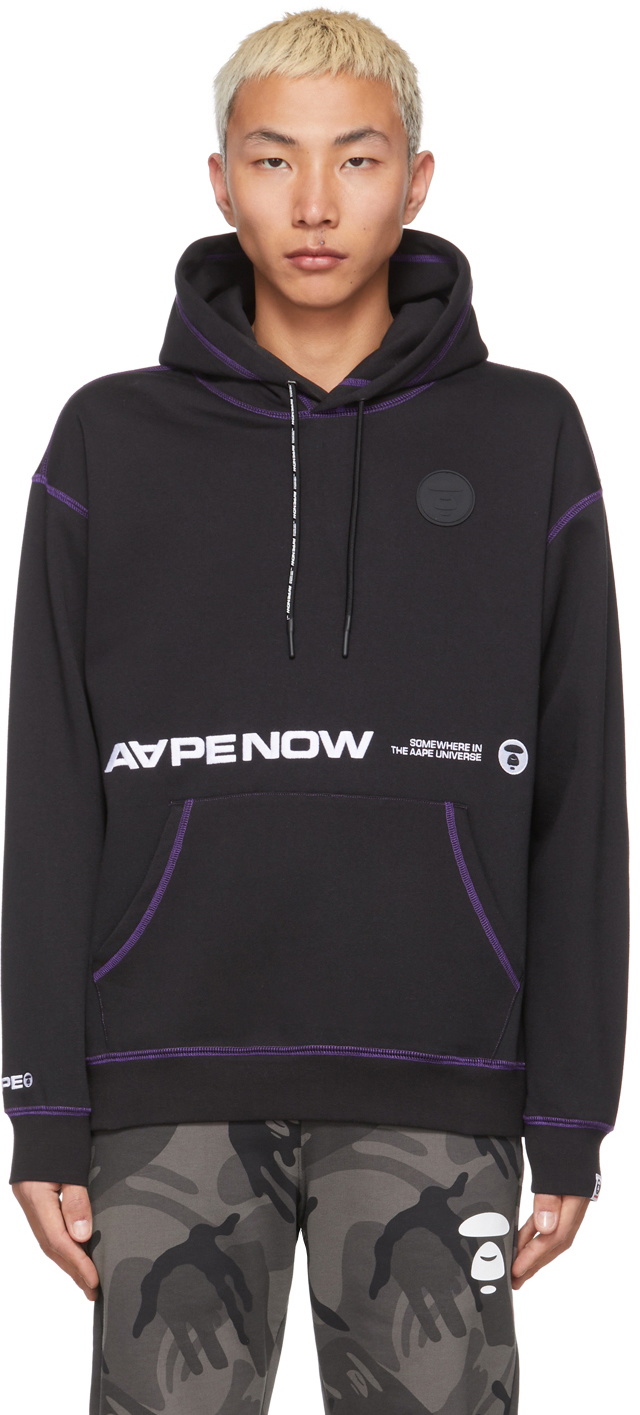 AAPE by A Bathing Ape Black Fleece Zip-Up Sweater AAPE by A Bathing Ape