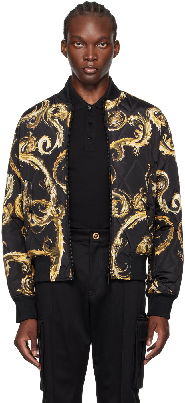 Versace Jeans Couture Black Chromo Couture Reversible Bomber Jacket Versace
