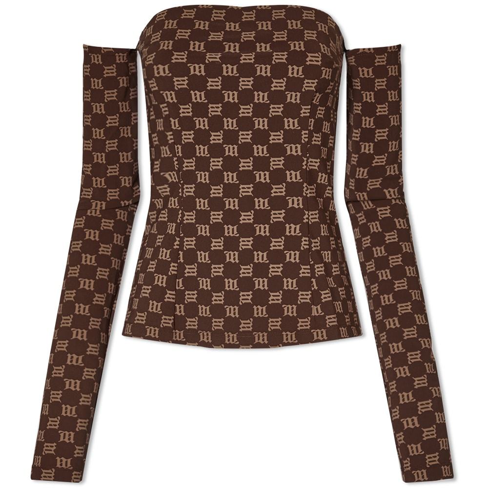 MISBHV Long Sleeve Monogram Off Shoulder Top MISBHV