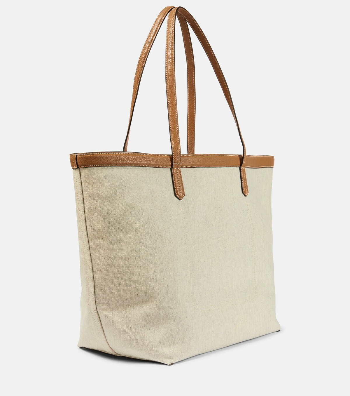 Toteme Leather-trimmed canvas tote bag Toteme