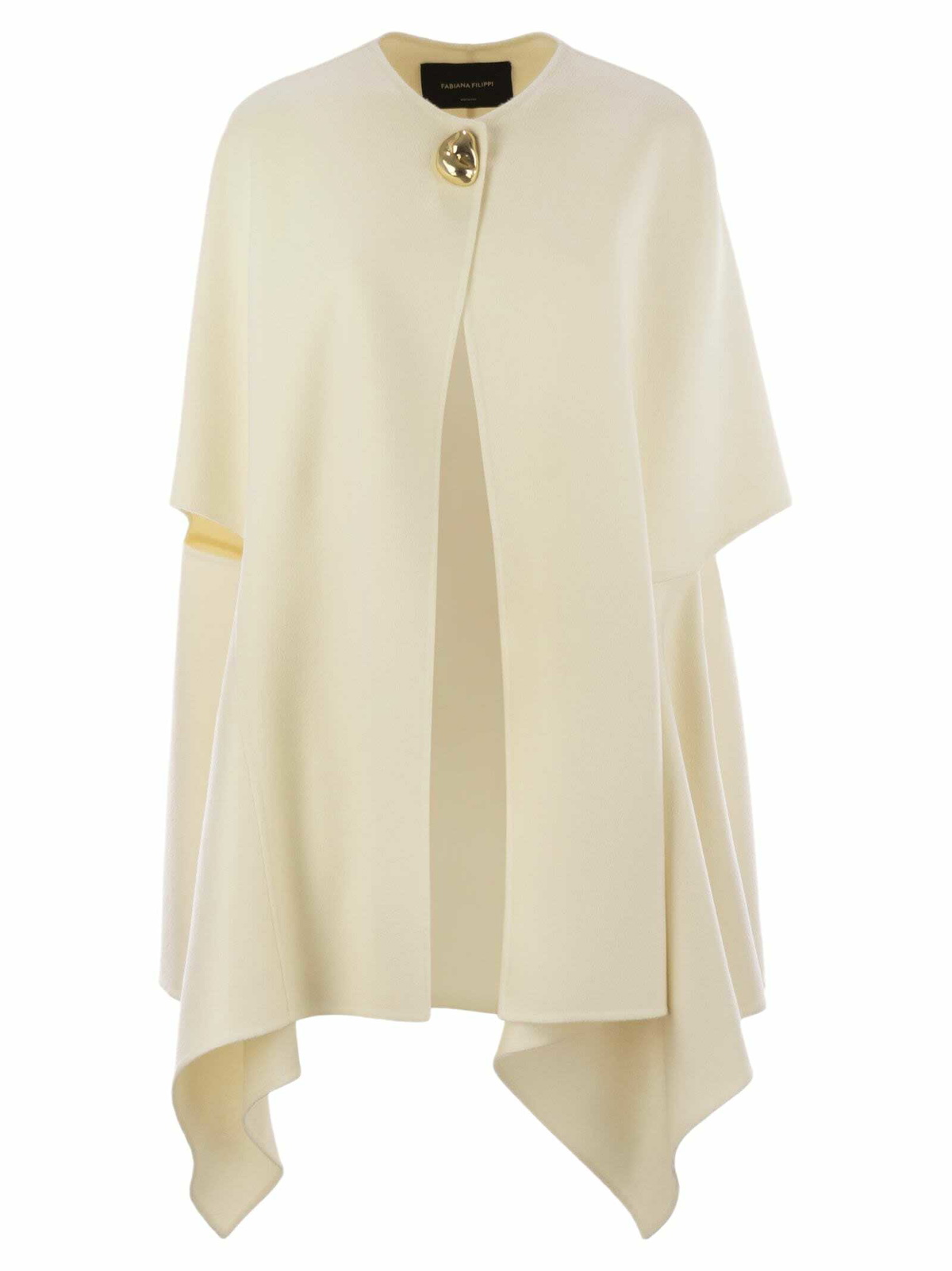 Fabiana Filippi Double Cashemere Coat With Jewelled Button Fabiana Filippi