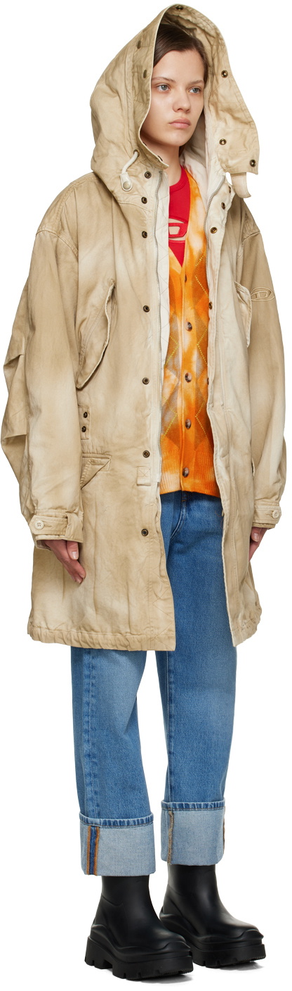 Diesel Beige Drawstring Coat Diesel