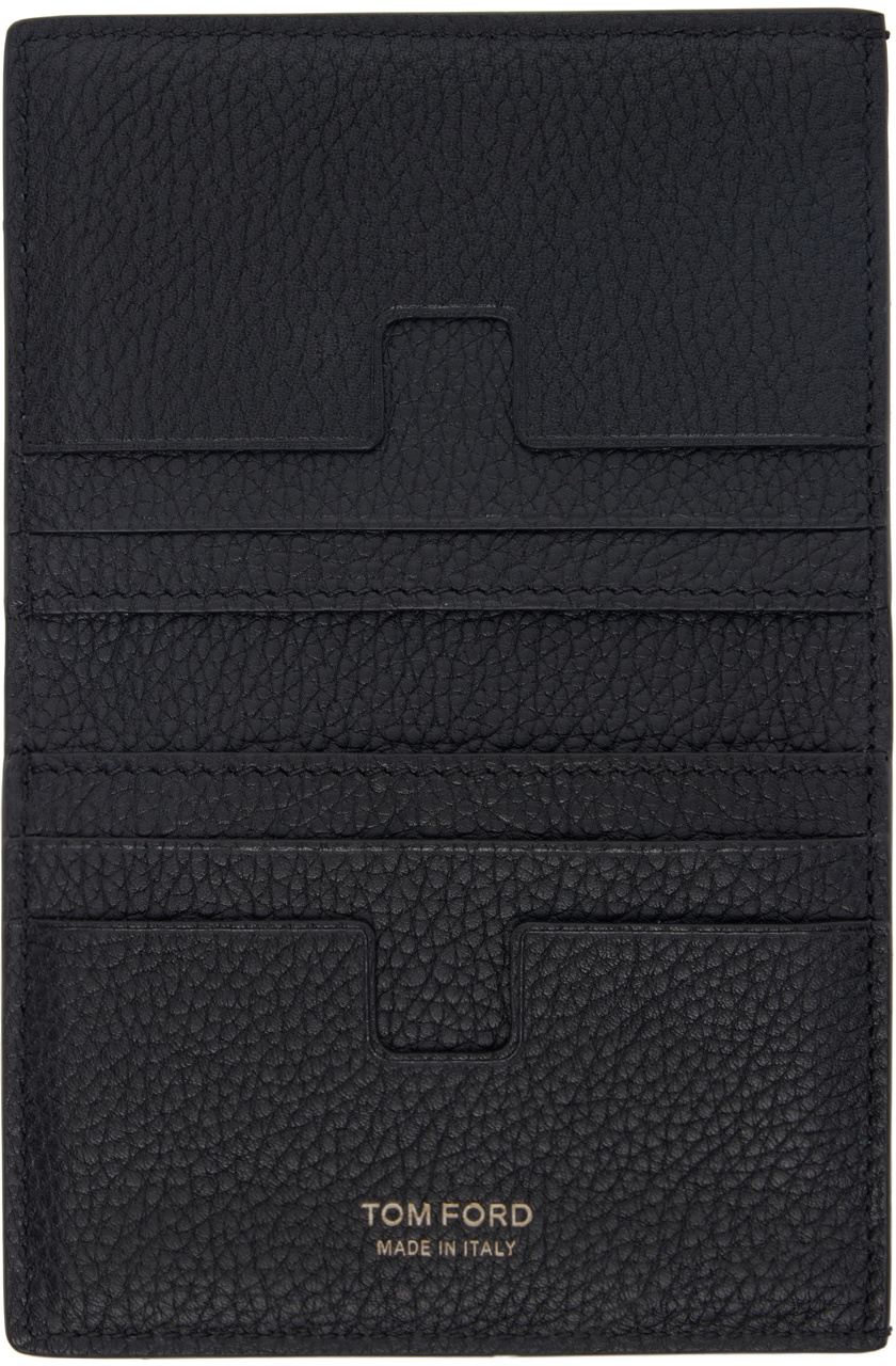 TOM FORD Black Grain Leather Folding Card Holder TOM FORD