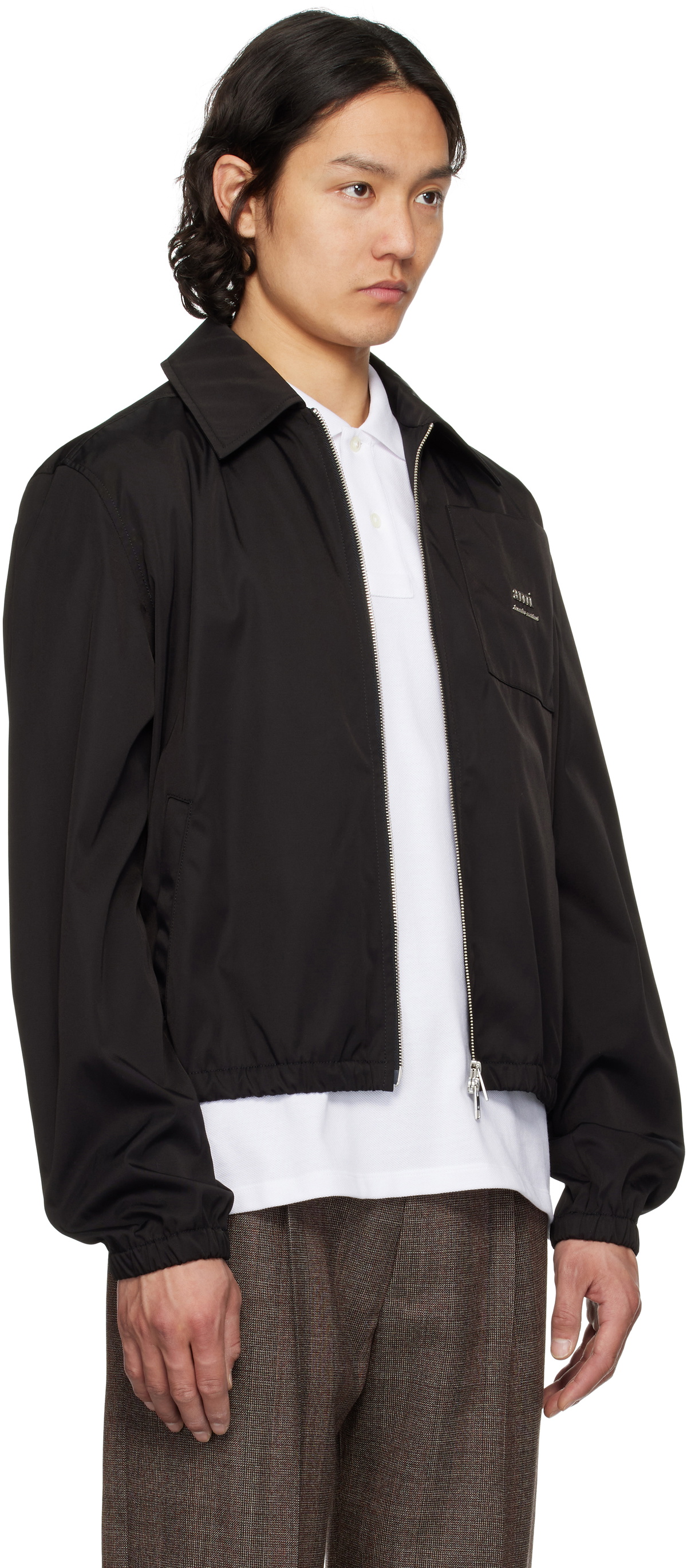 AMI Paris Black 'Ami' Zipped Jacket AMI