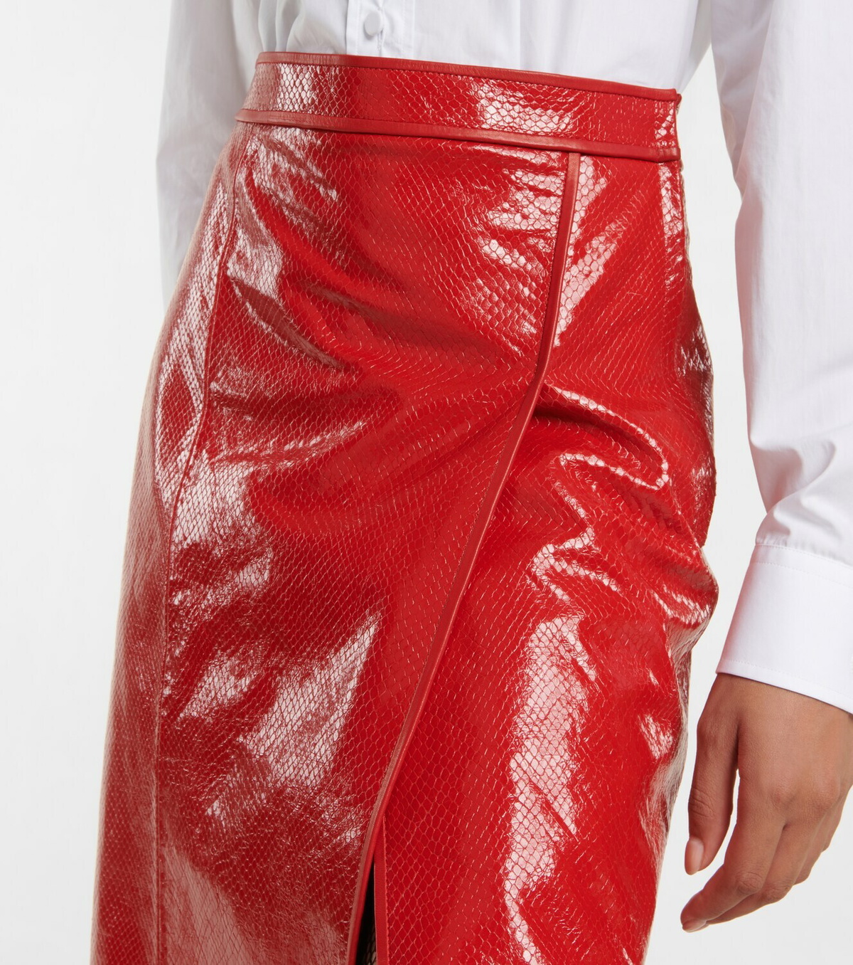 Gucci - Snake-effect leather midi skirt Gucci