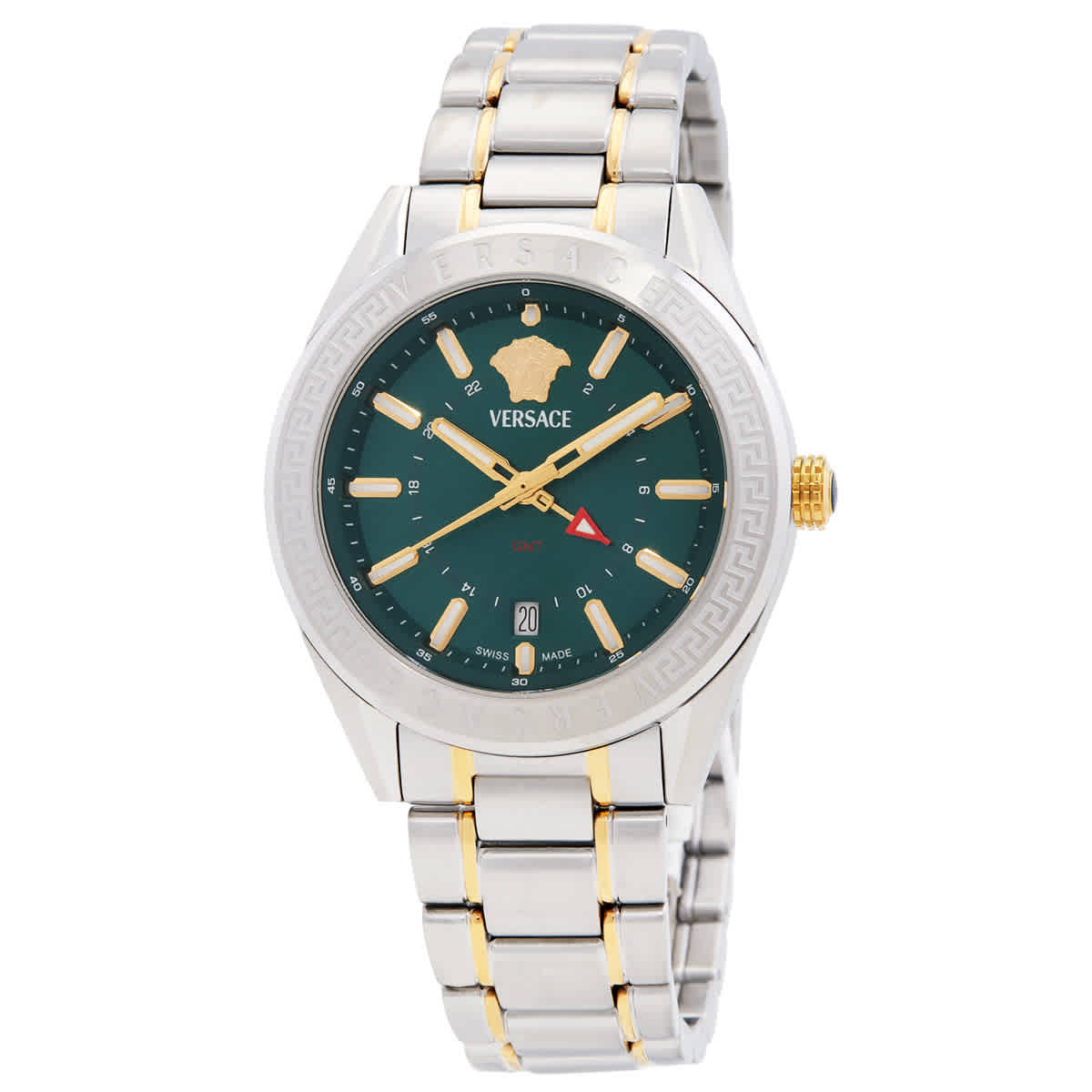 Versace V-Code GMT Quartz Green Dial Mens Watch VEAFA0524 Versace
