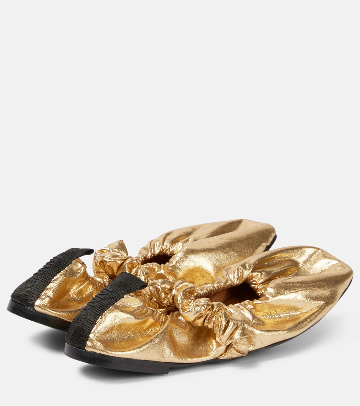 Ganni Scrunchie metallic ballet flats GANNI