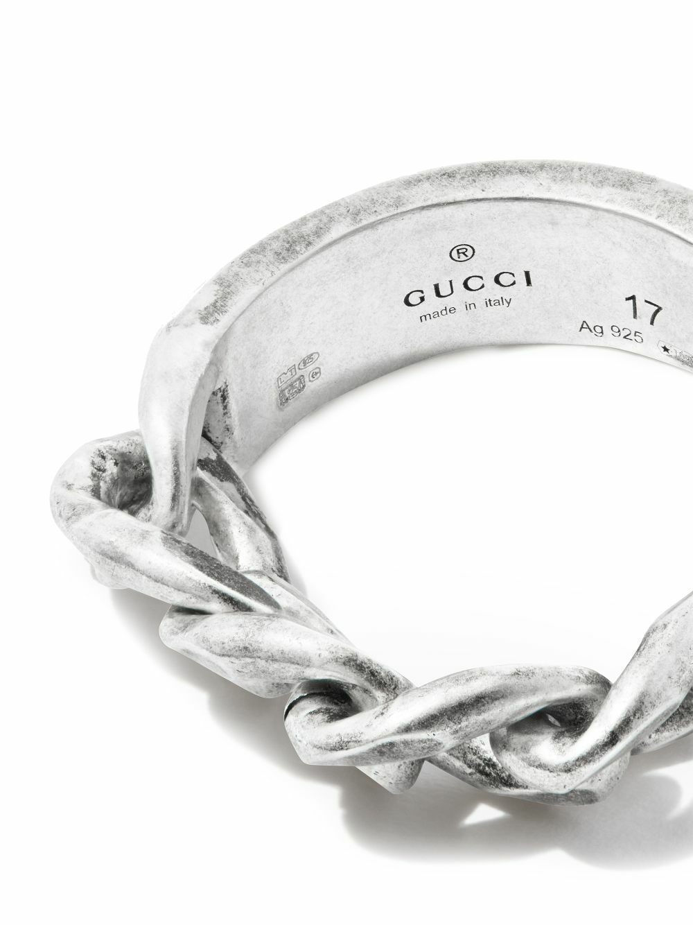 Gucci Sterling Silver Chain Logo Ring Gucci