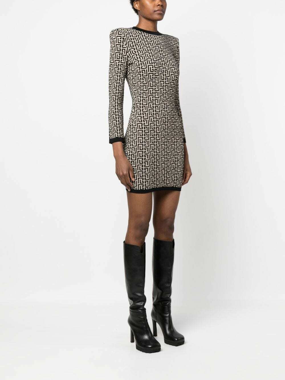 BALMAIN - Monogram Knit Short Dress Balmain