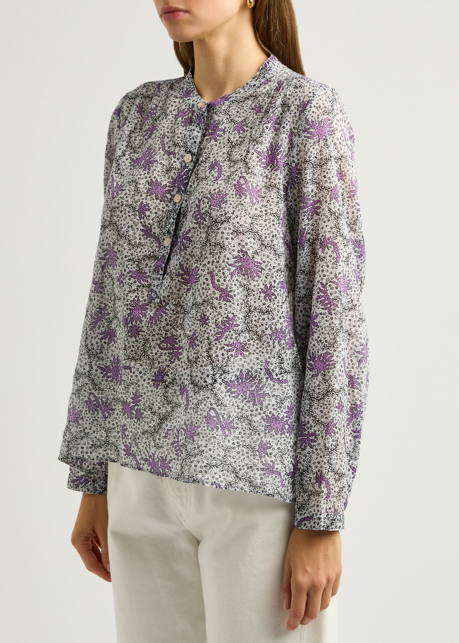 Isabel Marant étoile Maria Printed Cotton Blouse Lilac Isabel Marant Etoile