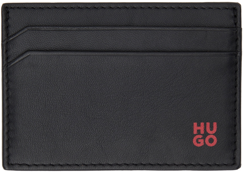 Hugo Black Stacked Logo Card Holder Hugo Boss