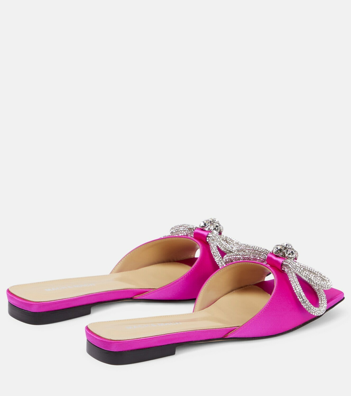 Mach & Mach Double Bow embellished satin mules MACH & MACH