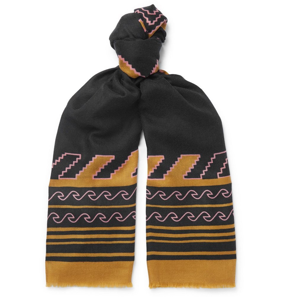 Rubinacci - Printed Cashmere Scarf - Men - Black Rubinacci