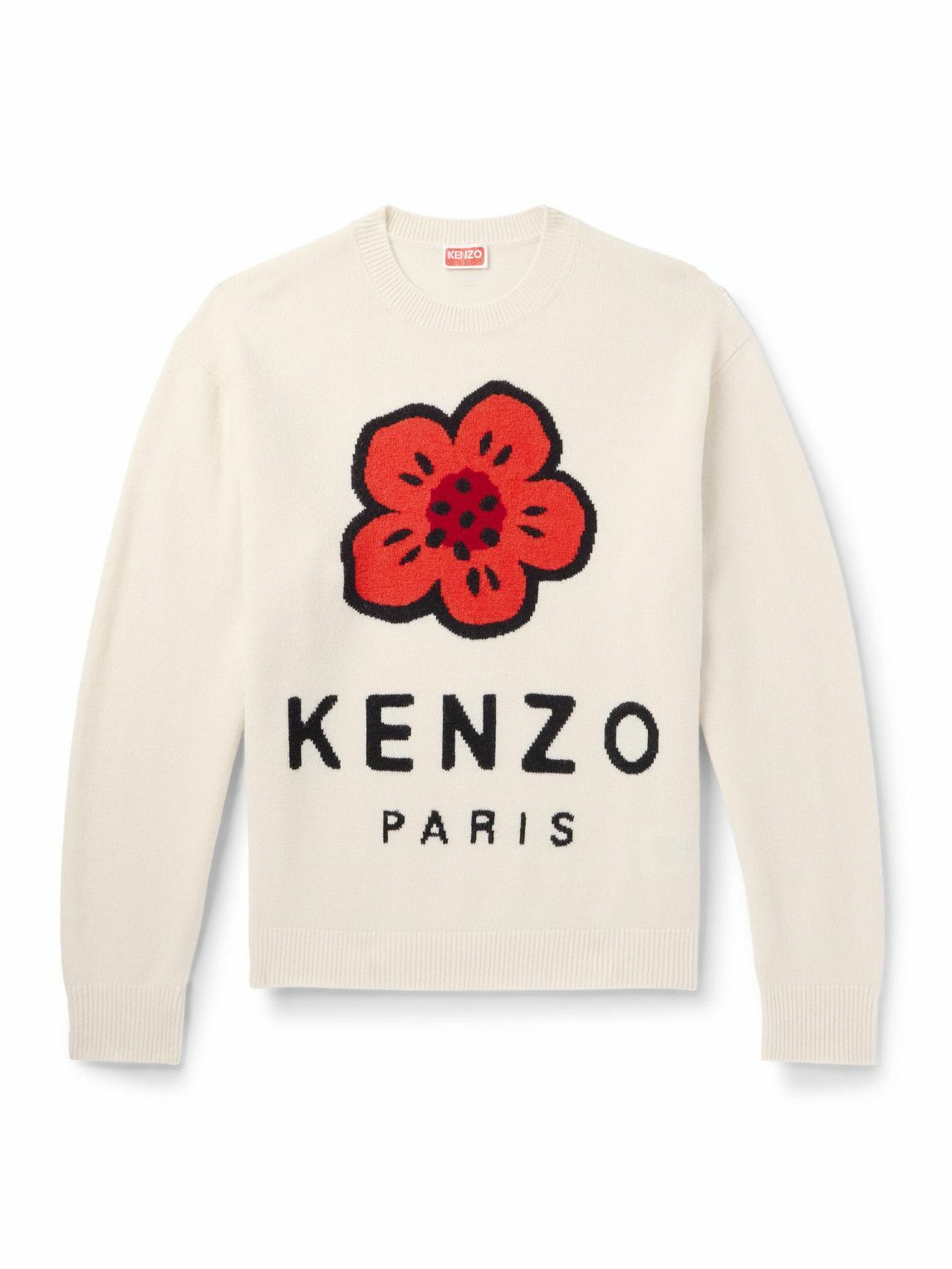 KENZO - Boke Flower Logo-Intarsia Wool Sweater - White Kenzo