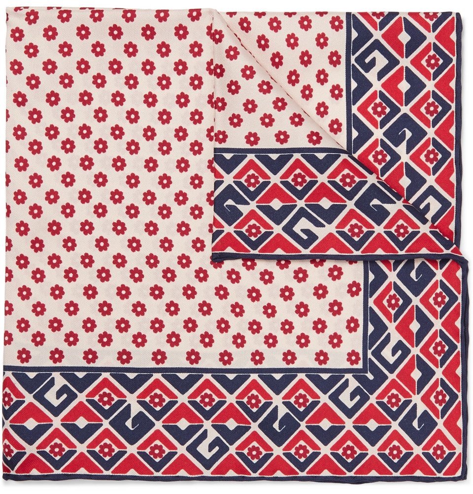 Gucci - Printed Silk-Twill Pocket Square - Men - Red Gucci