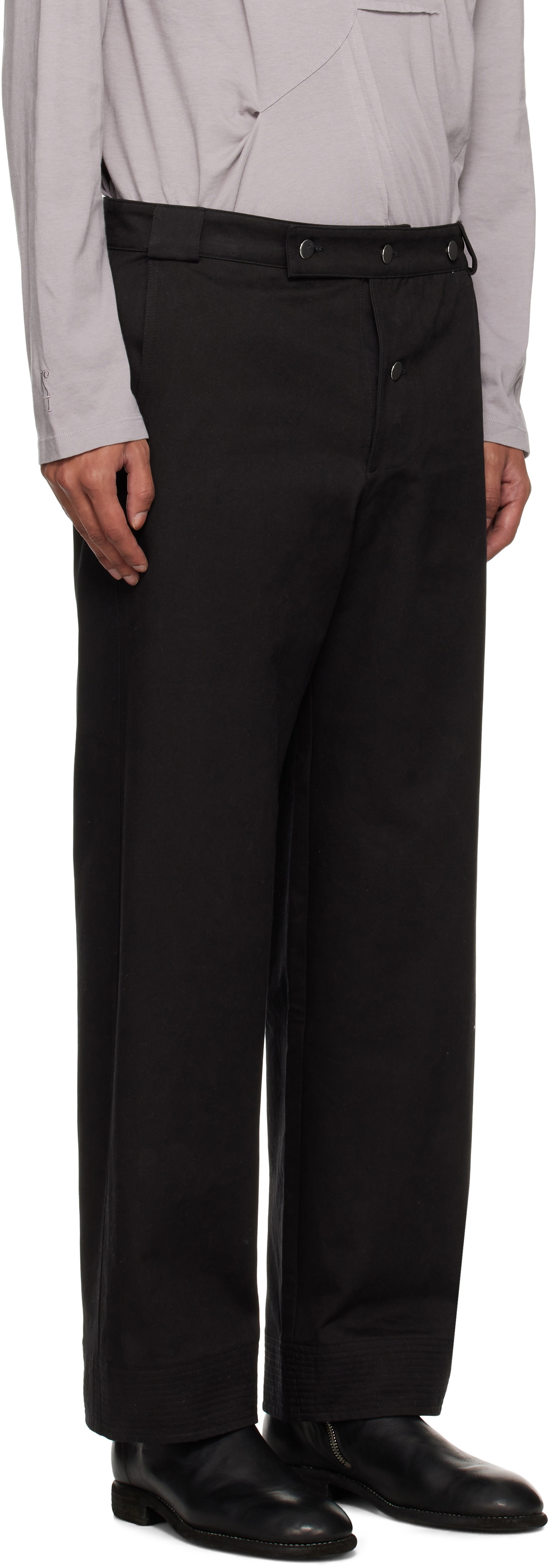 Tondolo Black Simple Workwear Trousers Tondolo