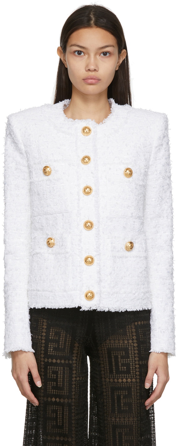 Balmain White Tweed Jacket Balmain