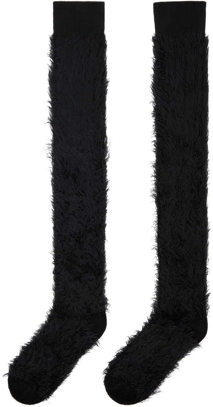 sacai Black Faux-Shearling Socks Sacai