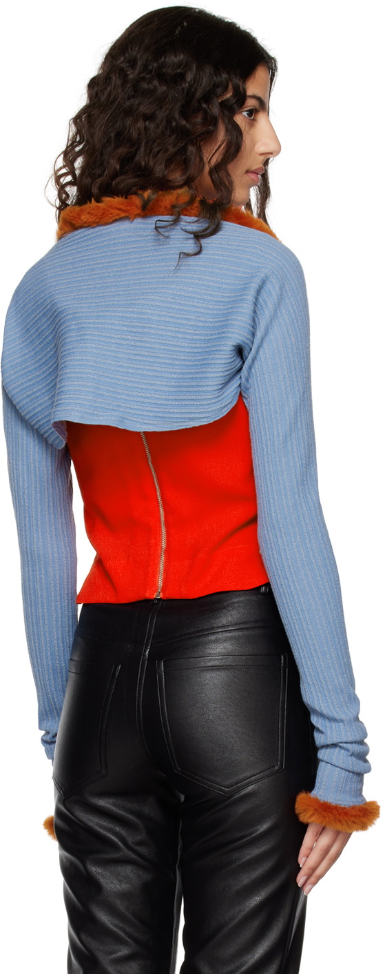 Sultry Virgin Blue Faux-Fur Bolero