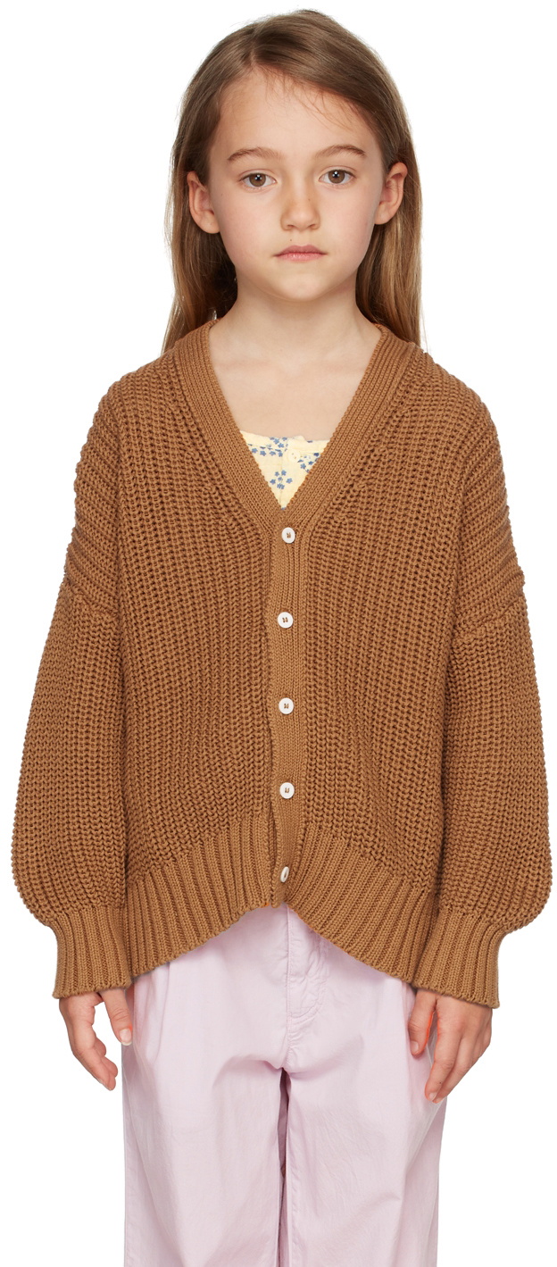 TINYCOTTONS Kids Brown Solid Cardigan TINYCOTTONS