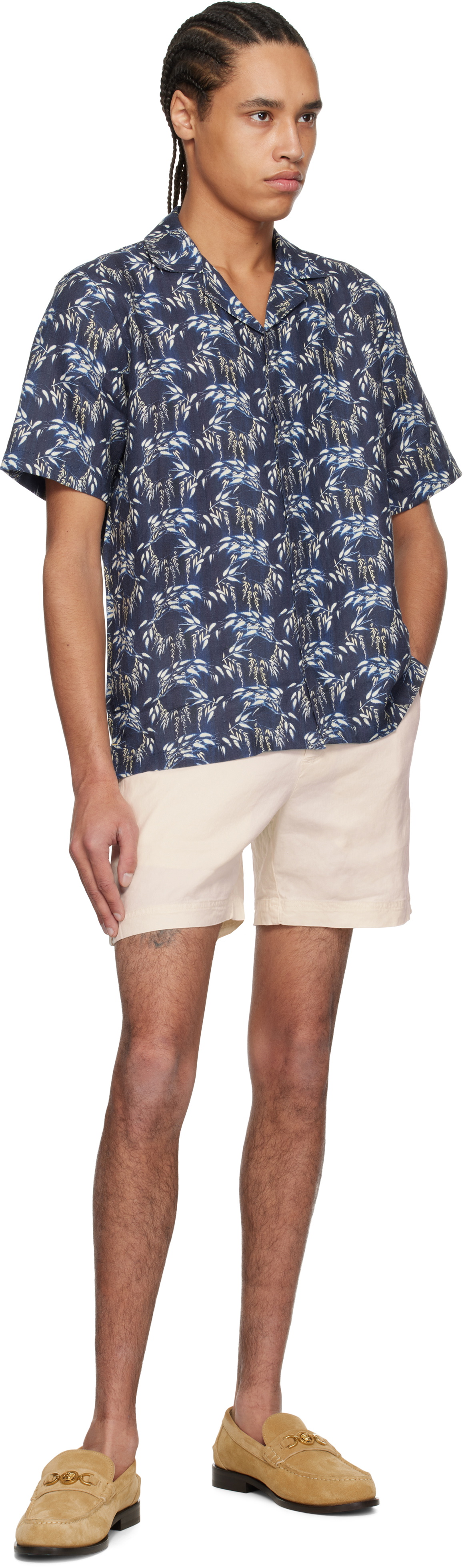 Orlebar Brown Navy Maitan Linen Shirt Orlebar Brown