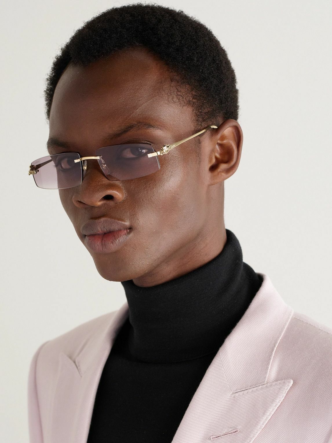 Cartier Eyewear - Panthère Rimless Rectangular-Frame Gold-Tone ...