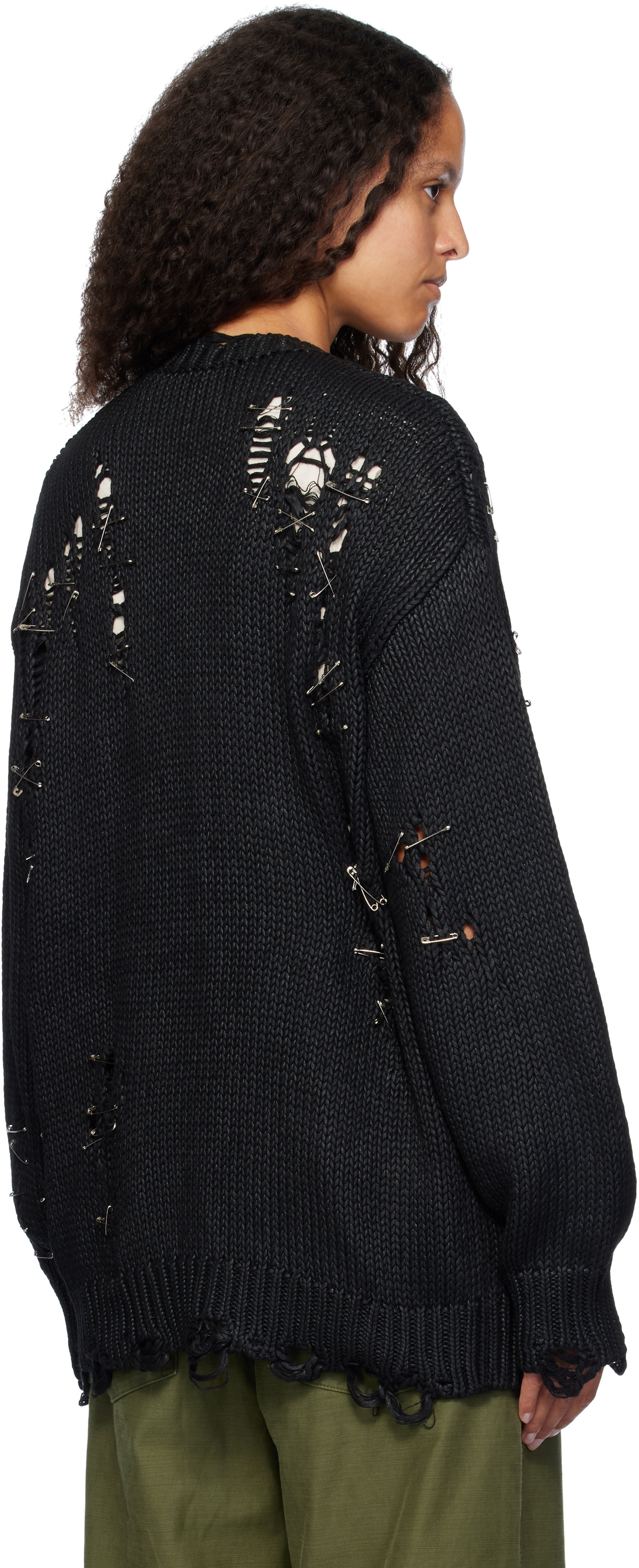 R13 Black Distressed Boyfriend Cardigan R13